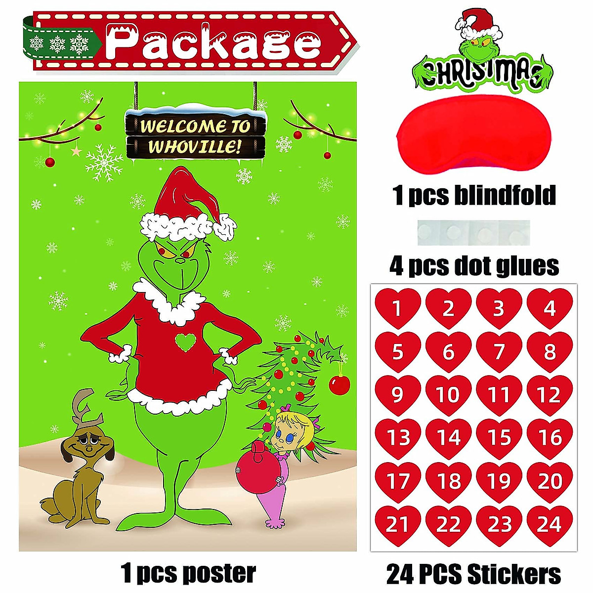 Jauntyhood Pin The Heart On The Christmas Game Christmas Games for Kids Christmas Party Games Christmas Games Party Outdoor/Christmas Games for The Christmas Party Decorations
