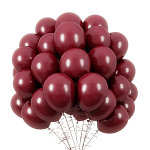 RUBFAC 120pcs Burgundy Balloons 12 Inches Latex Balloons, Pearl Wine Red Balloons for Birthday Baby Shower Graduation Anniversary Wedding Party Supplies Garland Arch Decoration
