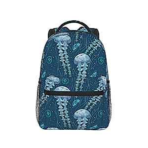 ASYG Jellyfish Backpack Cute Laptop Backpack Women Tablet Bag Funny Travel Bag Fish Laptop Bag