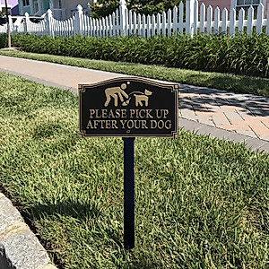 SmartSign Please Pick Up After Your Dog Sign for Yard | 5.75" x 9.5" Aluminum GardenBoss Statement Plaque with 18" Black Lawn Stake, Premium/Designer, Made in USA
