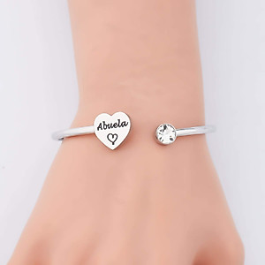 BEKECH Spanish Grandma Gift Best Abuela Ever Cuff Bracelet Mother’s Day Gift for Abuela from Grandson Granddaughter Family Abuela Gift (abuela)