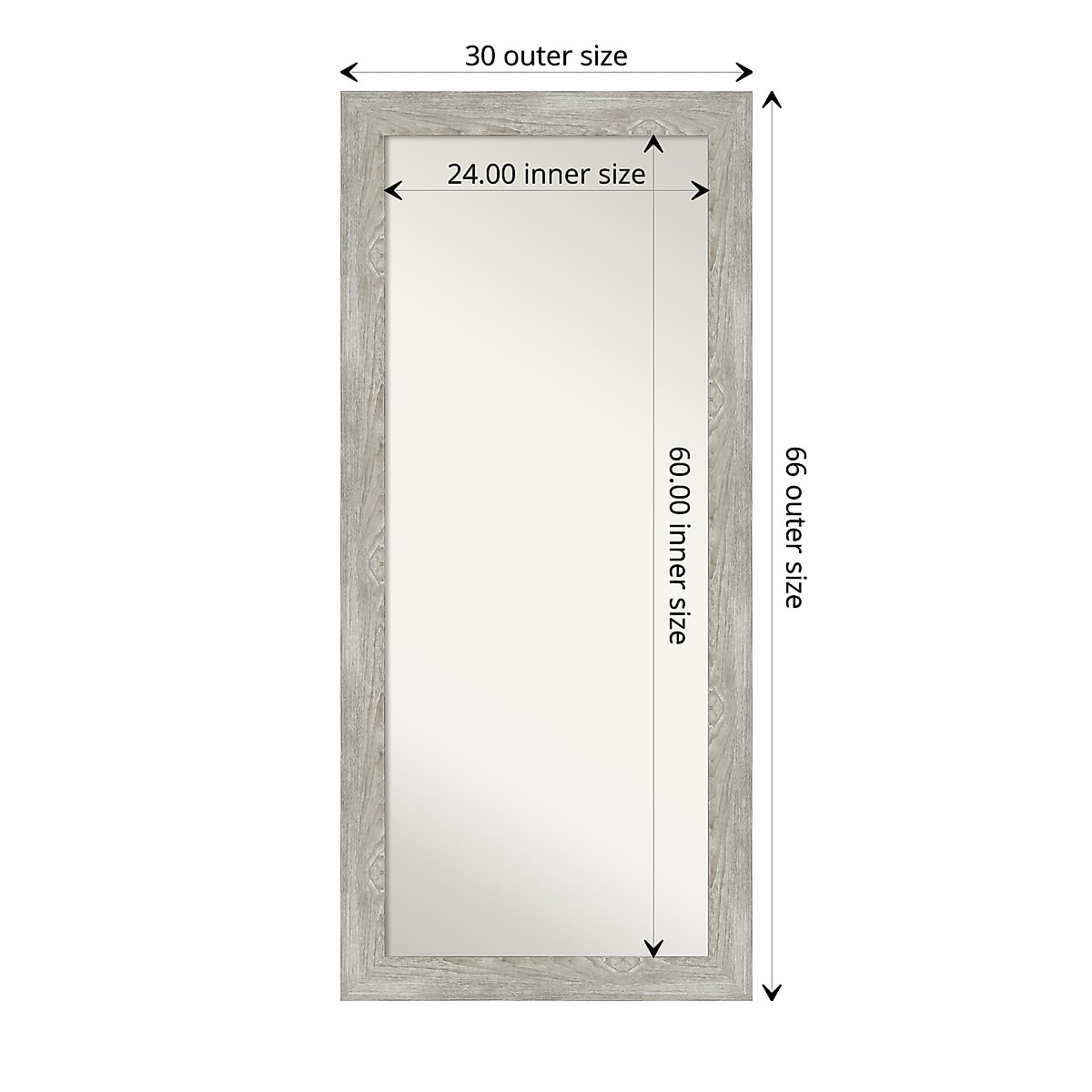 Amanti Art Grey Full Length Mirror, 66x30 Dove Greywash Tall Free Standing Body Wall Mirror Full Length for Dressing, Rustic Farmhouse Frame, Lean on Floor or Hang, Wall Decor from WI, USA