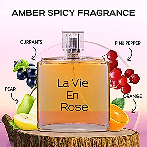 NovoGlow LA VIE EN ROSE, Eau de Parfum Spray for Women, Gourmand Fragrance, Daytime and Casual Use, for all Skin Types, 3.4 Fl Oz, Free Pouch Included (A)