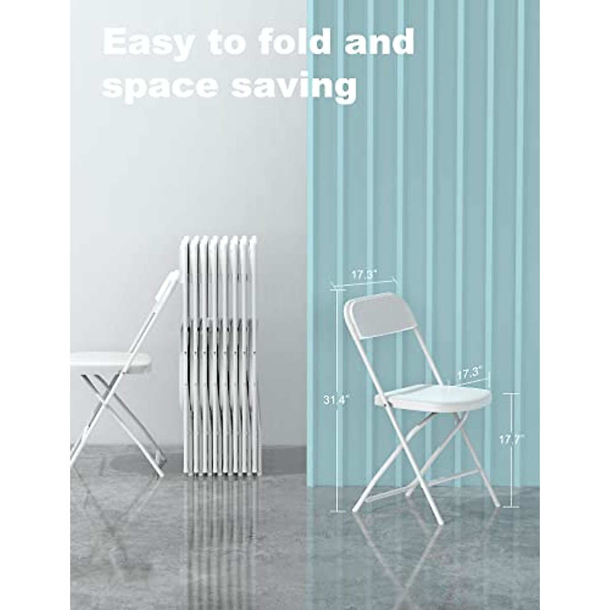 Nazhura Foldable Folding Chairs Plastic Outdoor/Indoor 650LB Weight Limit (White, 6 Pack)