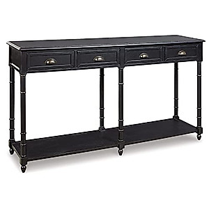 Signature Design by Ashley Eirdale Vintage Casual 4 Drawer Console Sofa Table, Black