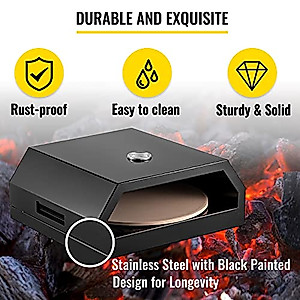 VEVOR Black Pizza Oven Set with 12 inch Pizza Stone, Pizza Shovel, Pizza Cutter, Thermometer, Stainless Steel Camp Pizza Oven Outoor, Portable Pizza Oven Kit for Outside, Camping, Oven, Charcoal Grill