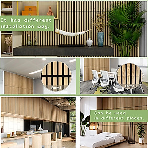 Acoustic Wood Slat Wall Panels for Interior Wall Decor | Soundproof Wall Panels | 3D Slat Wood Panels | Bedroom Sound Absorption Decor | 43.3” x 18.9” Each | Natural Oak (Oil Painted) - 2 PCS