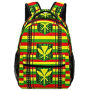Tribal Kanaka Maoli Flag Kids Backpack Printed Shoulders Bookbag Travel Outdoors for Men Women
