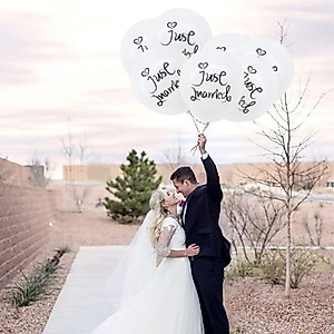 Pfylinqo 100 Pcs Celebration of Just Married Balloons, 12 Inch "Just Married" Letter Print White Balloon for Garland Arch, Party Latex Balloons for Bride Wedding Anniversary Party Decoration Supplies