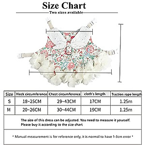 Rabbit Harness Leash Set - Breathable Cotton Dress for Walking Escape Proof Soft Harness Leash with Adjustable Buckle for Small Animal Bunny Cat Puppy Kitten Ferrets Costumes (Small,Floral)