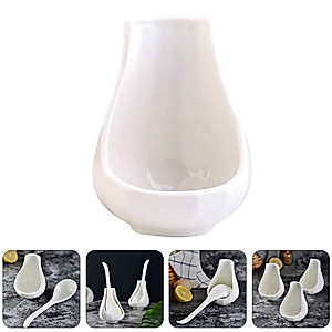 Hemoton Coffee Spoon Holder 1pc Ceramic Spoon Rest Ceramics White Pallet Commercial Ceramic Utensil Holder