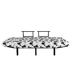 Ambesonne Cactus Futon Couch, Monochrome Saguaro Succulent Botanical Continuous Pattern Plain Background, Daybed with Metal Frame Upholstered Sofa for Living Dorm, Loveseat, Charcoal Grey White