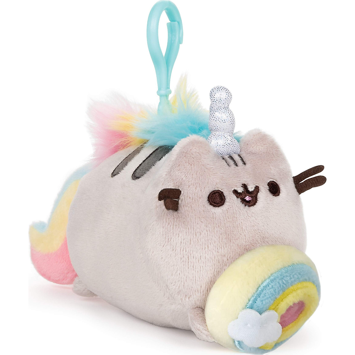 GUND Pusheenicorn Donut Log Backpack Clip Plush Stuffed Animal Cat Unicorn, 5"