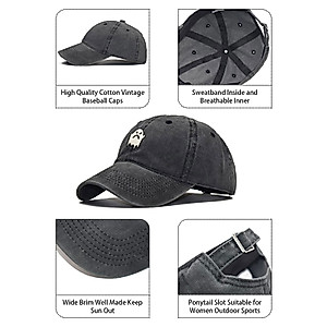 Heucapc Embroidered Halloween Baseball Cap Vintage Ghost Denim Hat Adjustable Embroidery Pumpkin Dad Hats for Men Women