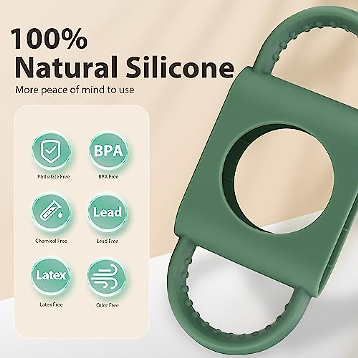 Wide Neck Bottle Handles for Dr Brown, 2 Pack Baby Bottle Holder 100% Silicone, BPA Free, Dishwasher Safe, Baby Grasp Teaching, Hands Free Feeding, White and Green