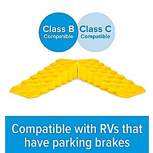 Camco Wedge RV Leveler, Set of 2 | Helps Your RV Appliances and Tanks Operate More Efficiently | Compatible with RVs with Parking Brakes | Yellow (44580)