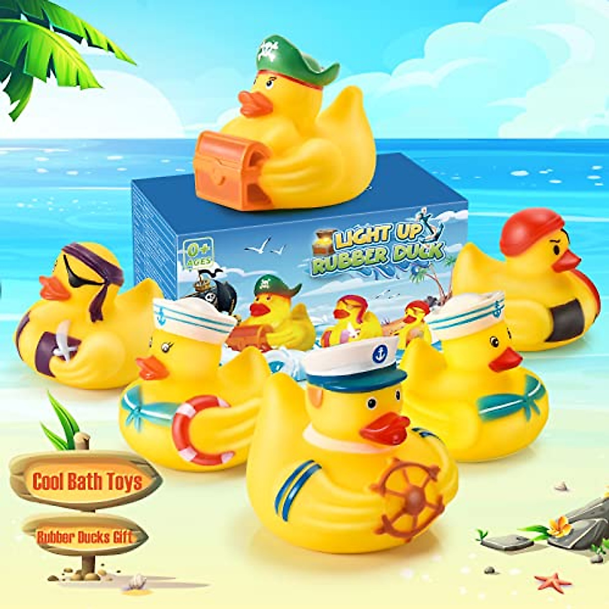 Bath Toys for Toddlers 1-3,Light Up Bath Toys Rubber Ducks,Toddler Bath Toys for 1 2 3 4 Year Old Boy Girl,Idea Birthday Gifts for Boys Girls Age 1-4,Fun Water Bath Toys Pool Toys Autism Sensory Toys