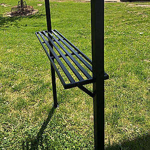 BACKYARD EXPRESSIONS PATIO · HOME · GARDEN Grilling Gazebo w/LED Lights, Barbecue Grill Canopy Tent w/Air Vent, Double Tiered, Powder Coated Steel Frame, Black and Gray - 8' x 5' (911268-NM)