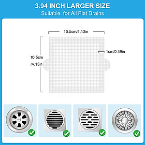 Qoosea 30 Pack Disposable Shower Drain Hair Catcher Shower Drain Cover Hair Catcher Mesh Stickers for Bathroom Washbasin Bathtub Kitchen Sink for Human and Pet Hair