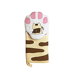 Thick Cotton Oven Mitts Cute Cat/Paw Design Baking Gloves Heat Resistant Cooking Gloves Potholder Funny Grilling Microwave Mittens Backer Kitchen Tools, 1 Pair