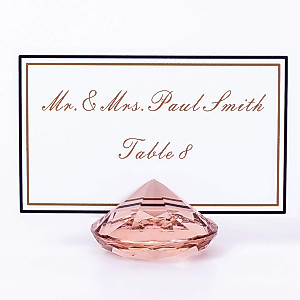 AiFanS Diamond Place Card Holders, Rose Gold Table Number Holders (12Pcs) - Elegant Acrylic Crystal-Like Design for Weddings and Events