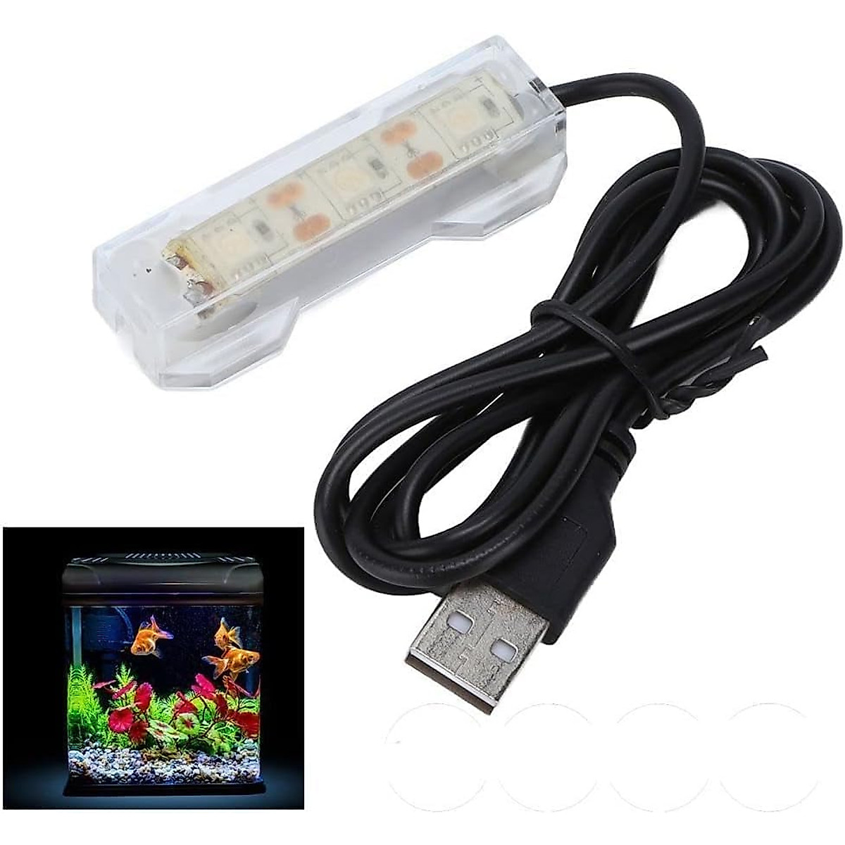 Xinjincang Blue Light Small Aquarium Led Light, Multicolor Led Fish Tank Light for Freshwater Plants Aquarium Accessories，Fish and Aquatic Pets, Pet Supplies, White