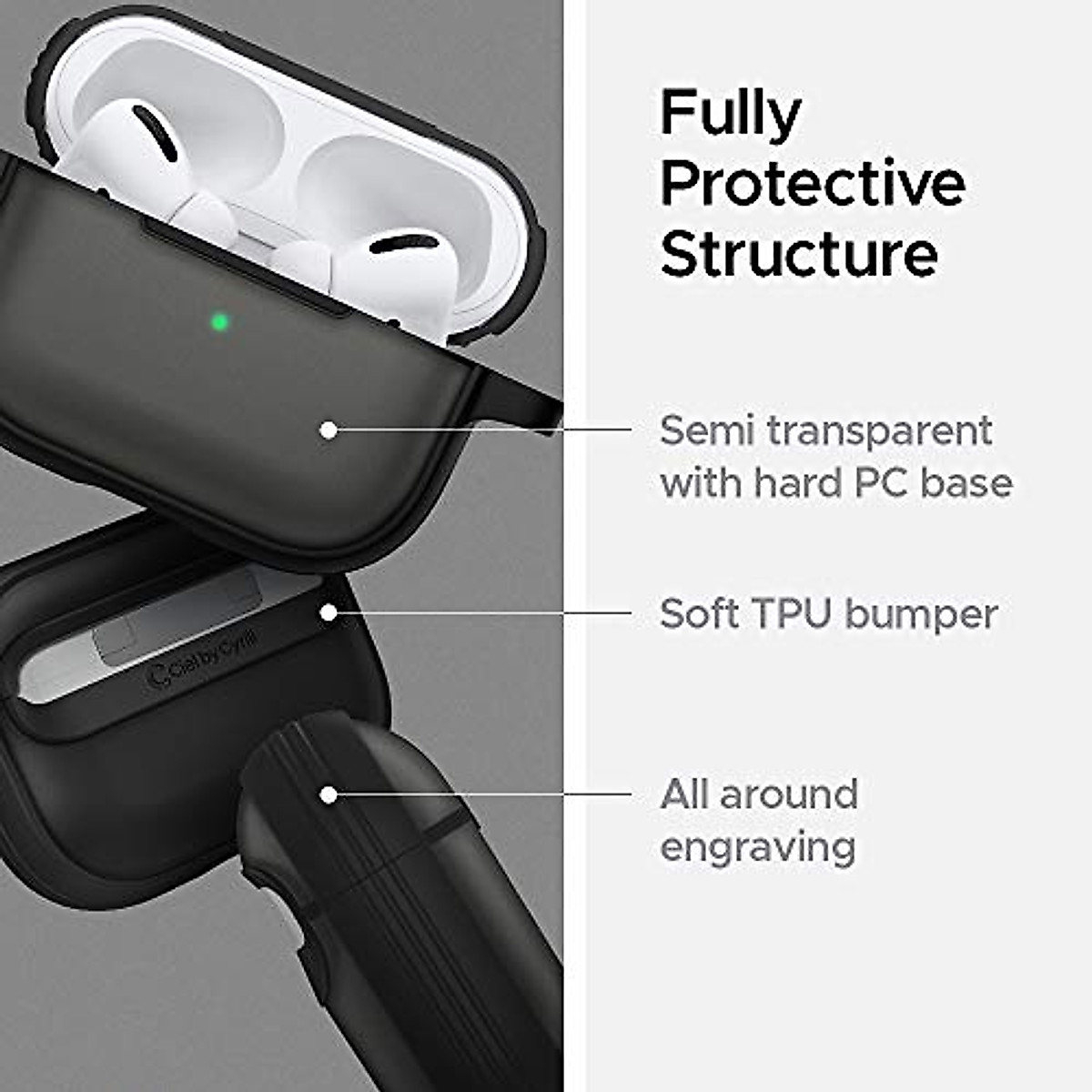 CYRILL Color Brick Designed for Apple Airpods Pro Case Cover for Men, PC case + TPU Bumpers - Matte Black