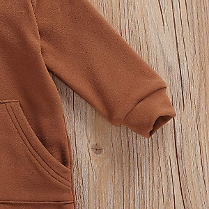 Seyurigaoka Baby Boys Girls Jumpsuit Hoodie Romper Zipper Long Sleeve One Piece Outfits Warm Clothes for Unisex (Coffee, 0-3 Months)