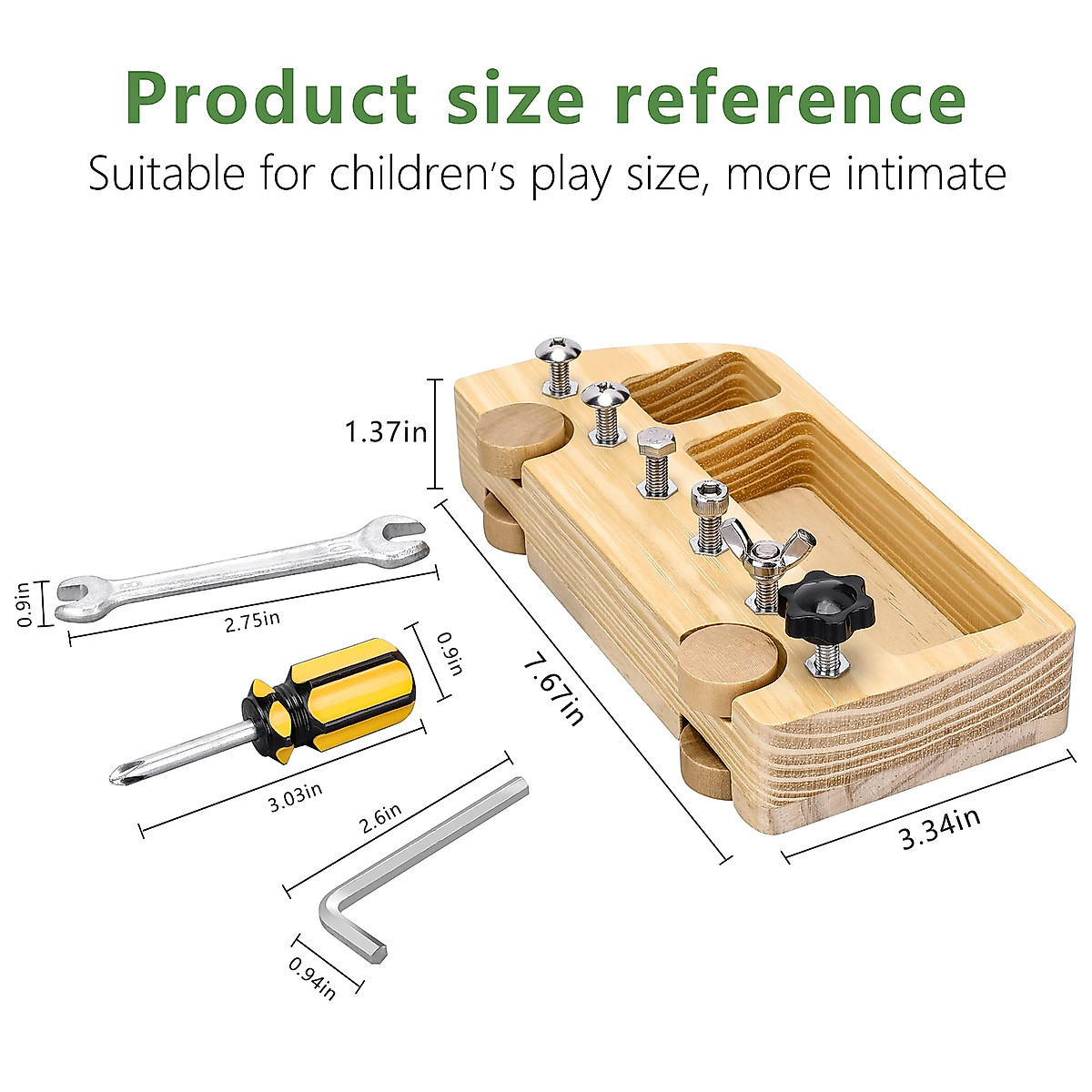 Mikabili Montessori Wooden Screw Driver Board for Kids, Basic Skills Sensory Educational Learning Toy for 3 4 5 Year Old Kids and Toddlers, Preschool, Classroom… (Bus)