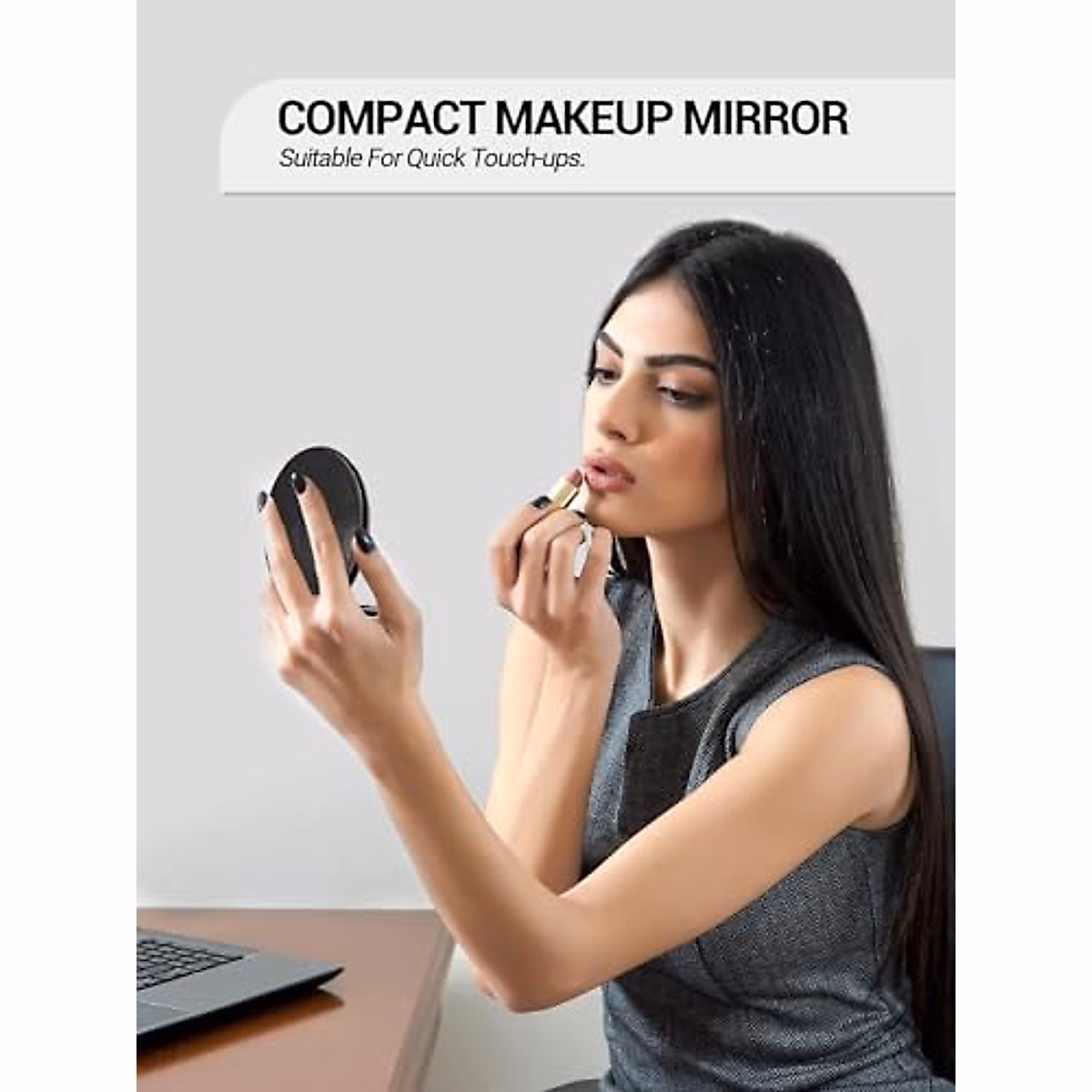 Getinbulk Compact Magnifying Mirror Bulk, Set of 12 Round Double-Sided 1X/10X Magnification PU Leather 2.8"(White)