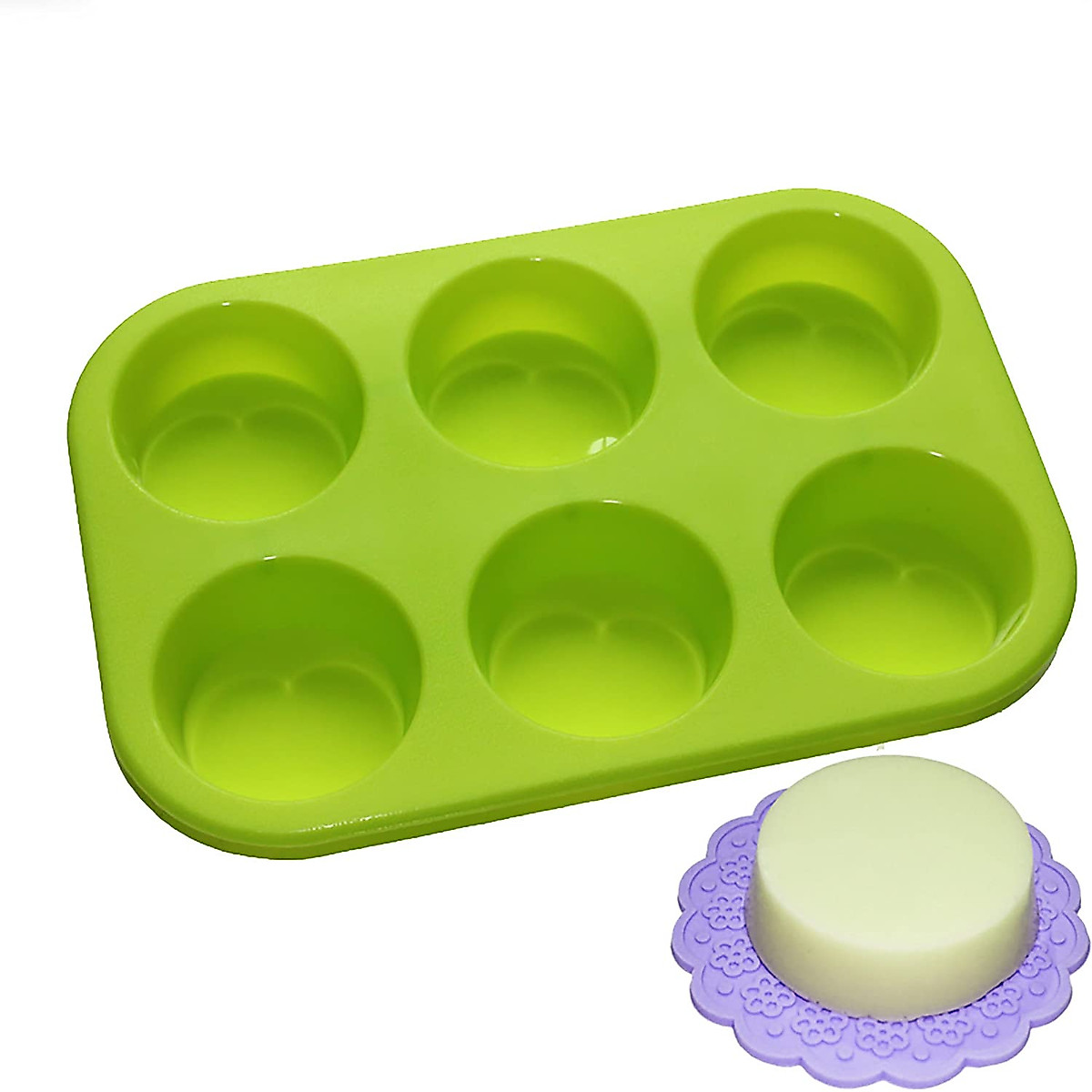 X-Haibei Round Circle Soap Silicone Mold Chocolate Jelly Muffin Cupcake Baking Mould, Basic Soap Making, Dia. 2.75inch,3oz per Cell