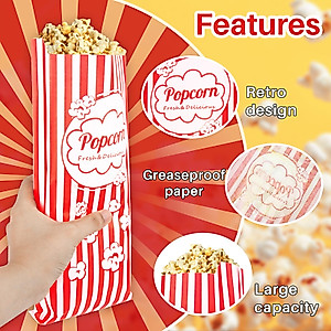 50 Popcorn Bags Individual Servings - 2oz Disposable Food Paper Popcorn Bags Party Pop Corn Sleeves Bulk Carnival Halloween Snack Packs Gift Favor Treat bolsas para palomitas Movie Night Supplies