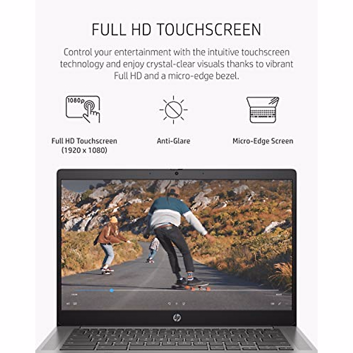 HP Chromebook 14b Laptop, AMD Athlon Silver 3050C Mobile Processor, 4 GB RAM, 64 GB eMMC Storage, 14-inch Full HD IPS Touchscreen, Google Chrome OS, Audio by B&O, Privacy Camera (14b-na0010nr, 2021)