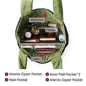 Hsitandy Tote Bag for Women, Crossbody Bags Purses for Women Crossbody Bag Quilted Tote Shoulder Bag Fashion Travel Handbag with Zipper Large Black/Viridity