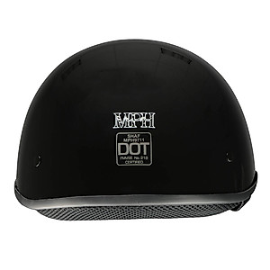 Milwaukee Helmets Bare Bones Glossy Black Half Motorcycle Helmet for Men and Women DOT Approved MPH9711DOT - Large