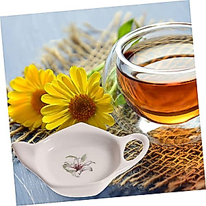 YARNOW 4pcs Ceramic Tea Bag Saucer Coffee Decor Accessory Tray Gift Containers Teabags Organizer Seasoning Dish Tea Bag Resting Caddy Home Supplies Tea Holder for Tea Bags Tea Bag Coaster