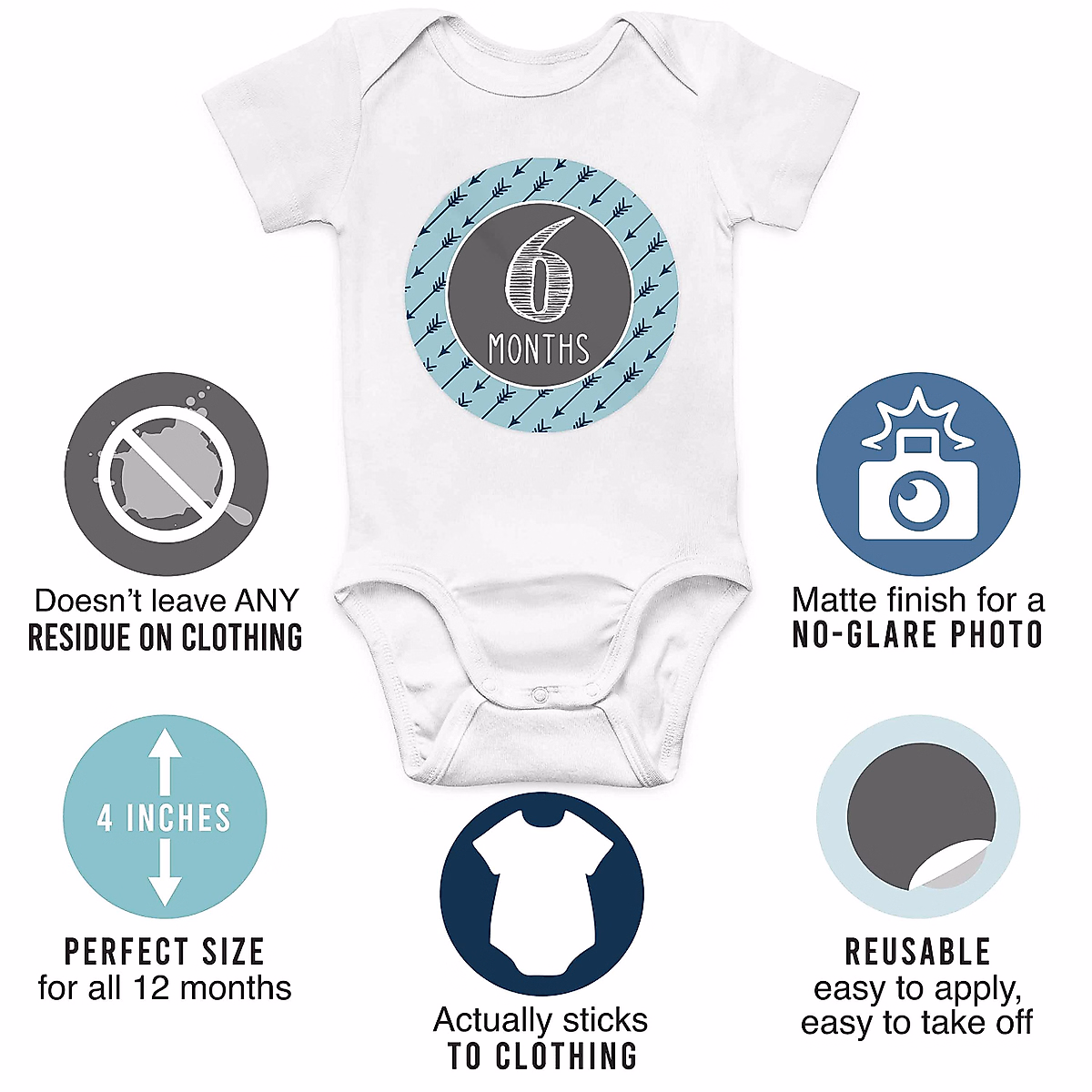 16 Monthly Baby Milestone Stickers Boy - Blue Baby Monthly Milestone Stickers for Baby Boy, Milestone Baby Monthly Stickers, Baby Month Stickers for Baby Photo Props, Monthly Baby Stickers Boy