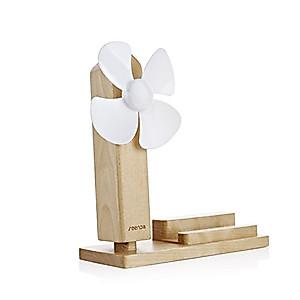 Morjava Z-10 Desktop Wooden Phone Stand Detachable Adjustable Portable Mini USB Fan 2 in 1 Creative Solid Wood Phone Stand for iPad iPhone -Light