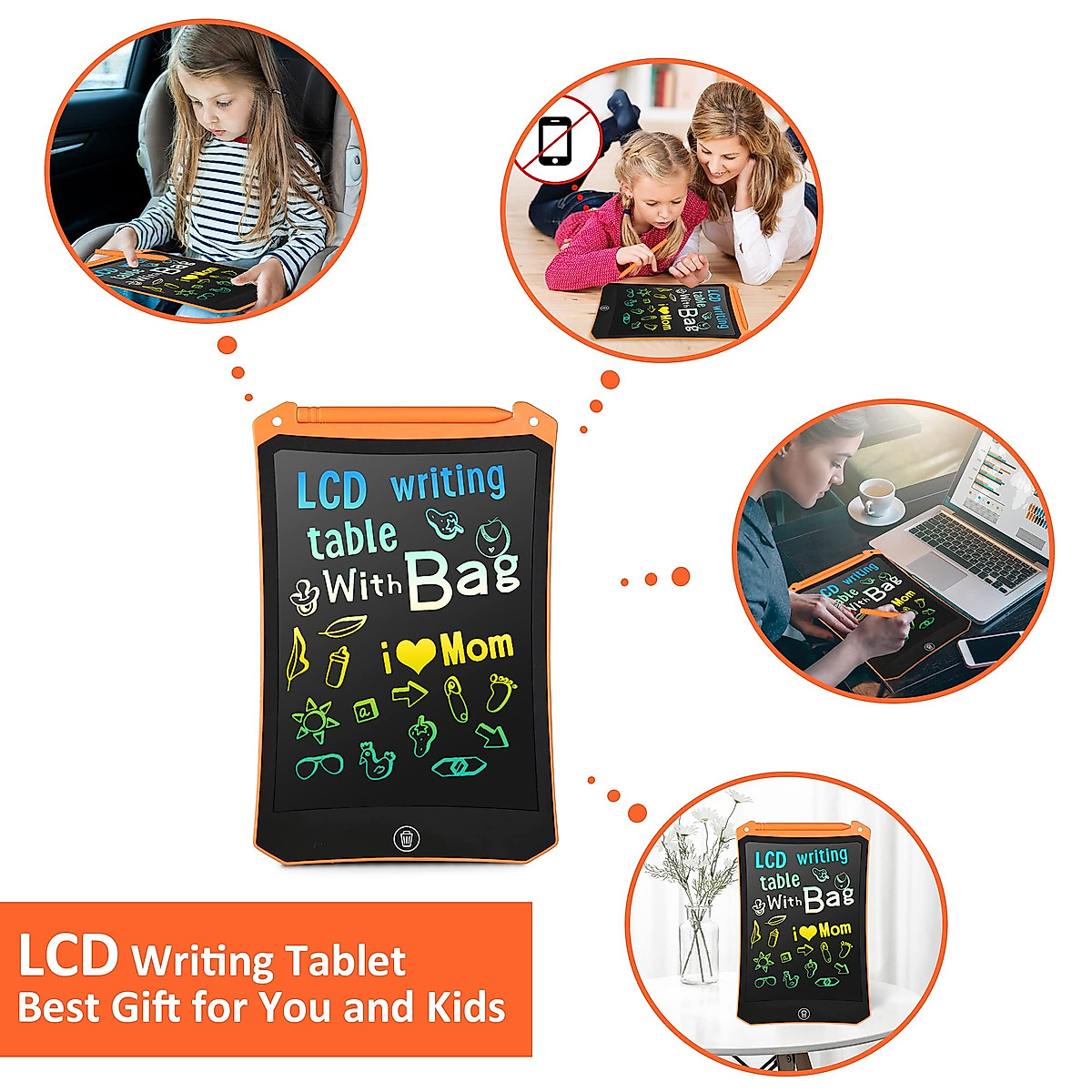 LEYAOYAO LCD Writing Tablet, Colorful Drawing Tablet with Protect Bag, Kids Drawing Pad 8.5 Inch Doodle Board,Toddler Boy and Girl Learning Toys Gift for 3 4 5 6 Years Old (Orange)