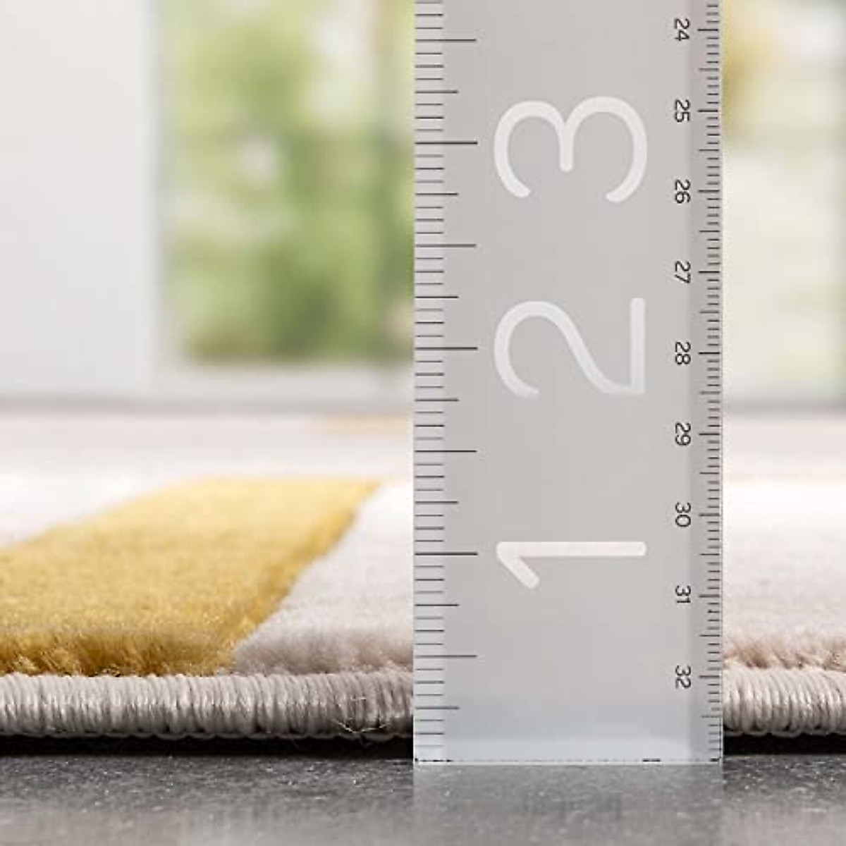 Well Woven Good Vibes Fiona Gold Modern Geometric Lines 3'11" x 5'3" 3D Texture Area Rug