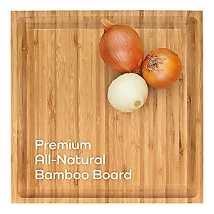 BambooMN Bulk Wholesale Premium Bamboo Grooved Cutting Board - 11" x 11" x .75" - 1 Piece