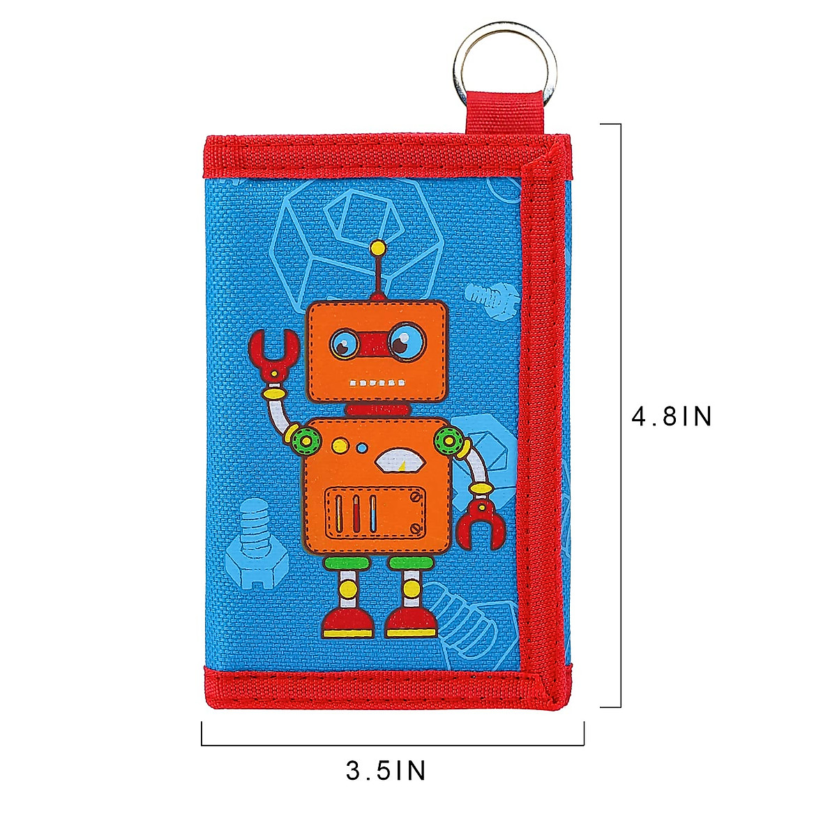 Leehoom Canvas Trifold Wallets with Zipper Pocket，Kids Wallets for Boys Girls with Magic Sticker - Robot