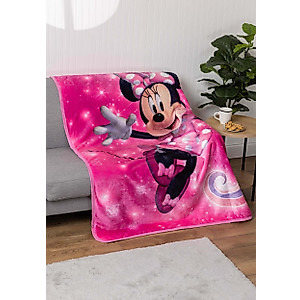 Northwest Minnie Mouse Silk Touch Sherpa Throw Blanket, 60" x 80", Minnie Sparkles