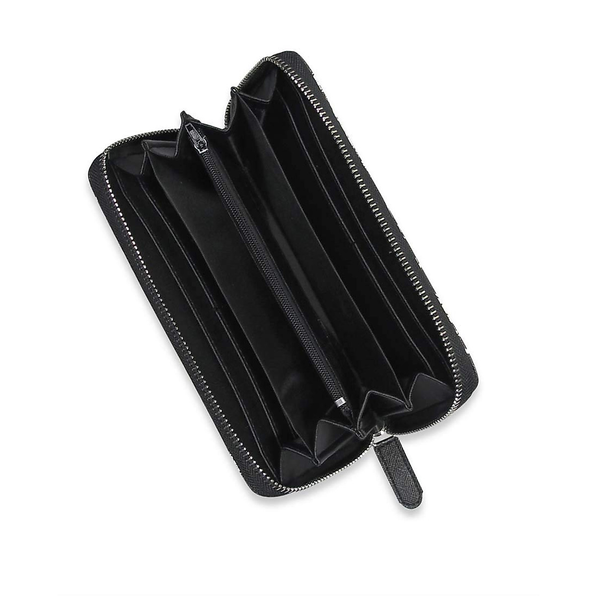 Liquorbrand Jinx Proof Women's Zip Around Clutch Wallet Black Cat Goth Gothic Rockabilly, Size: 8" x 4" x 1"