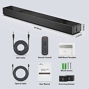 LARKSOUND 2.1 CH Soundbar with Built-in Subwoofer, 31 Inch Sound Bar for TV with Bluetooth/HDMI ARC/Optical/AUX/USB Connections