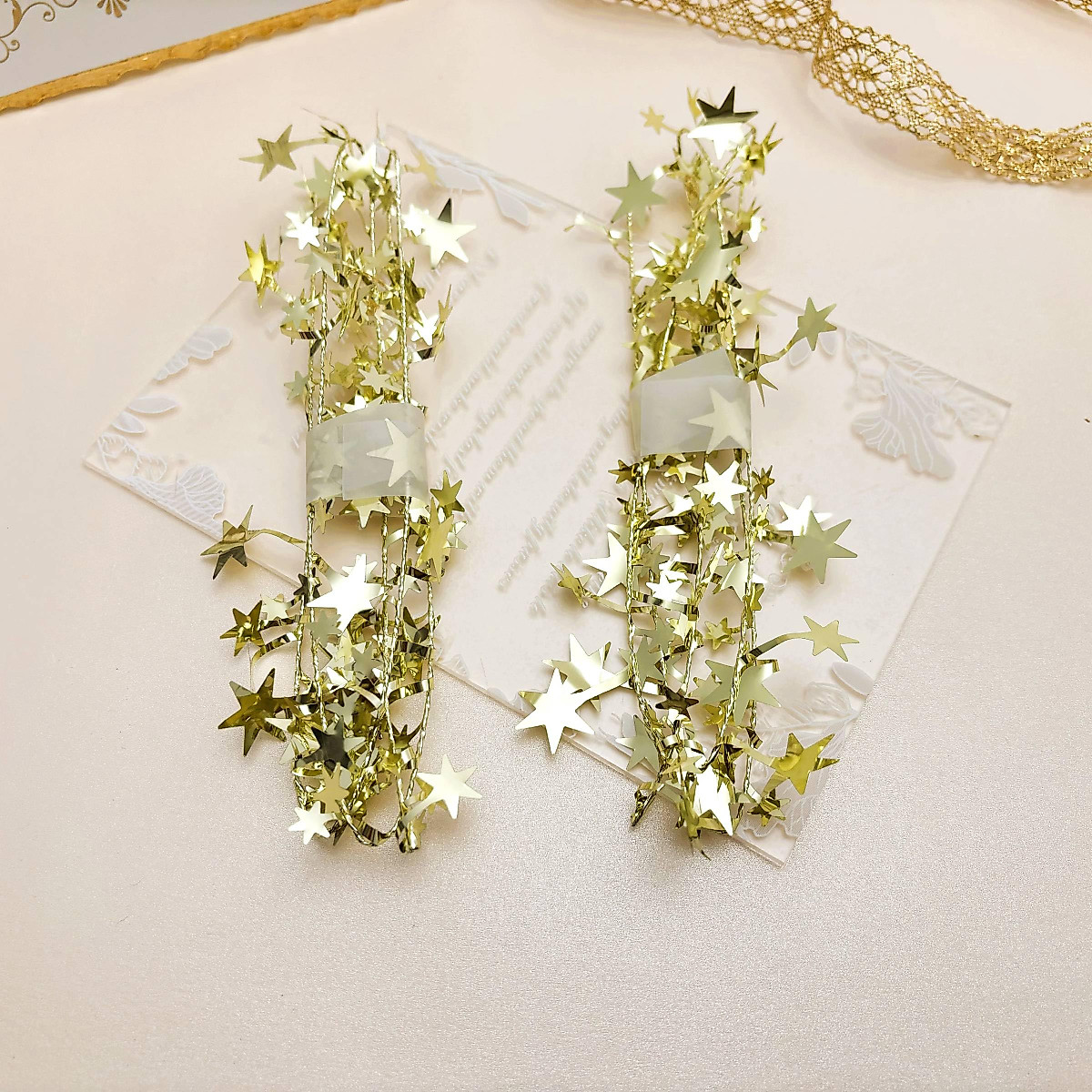 TeaSu Star Strings for Gold Floating Candle Centerpieces for Table Wedding Christmas, 12 Pcs 38 Inch Submersible Vase Filler for Water Centerpiece - Gold