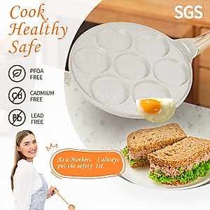 KRETAELY Pancake Pan Suitable for All Cooktops, 7-cup Pancake Maker, Nostick Granite Mini pancake with PFOA Free Coating, Sarten Para Pancakes 1-pcak