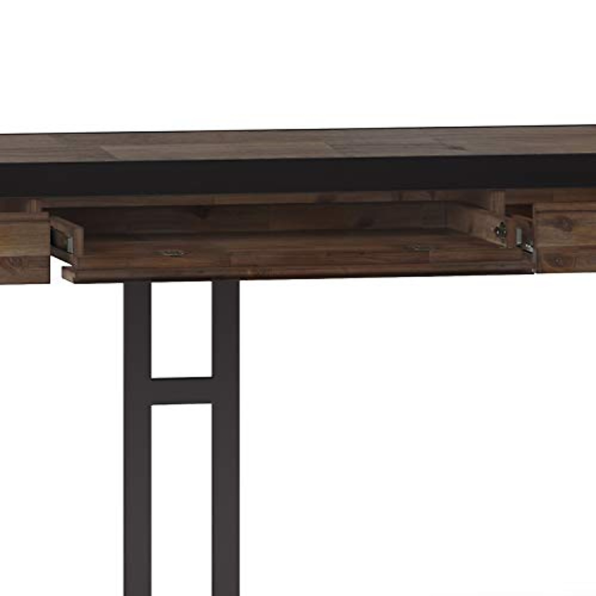 SIMPLIHOME Erina SOLID WOOD and Metal Modern Industrial 72 inch Wide Home Office Desk, Writing Table, Workstation, Study Table Furniture in Rustic Natural Aged Brown with 2 Drawers