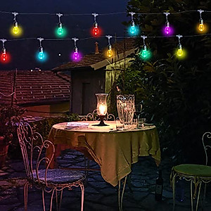 48FT Outdoor RGB String Lights with 15 S14 E26 Waterproof LED Bulbs， String Lights Patio Lights with Remote Control for Bistro Backyard Garden Cafe Pergola-15 Bulb
