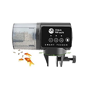 AquaMiracle Automatic Fish Feeder for Aquarium, Fish Feeder Automatic Dispenser with Timer Fish Food Timer Fish Food Vacation Feeder Auto Fish Feeder, for Granules Pallets Strips, Volume Adjustable